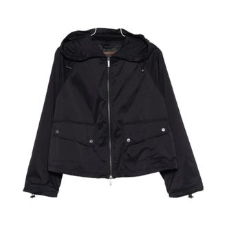 Emporio Armani Femme, Vestes, Noir, Taille: 36 FR Blouson en nylon zipp&eacute; avec capuche