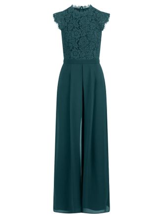 Apart Fashion Damen Spitze Jumpsuit, &auml;rmelloses Einteiler, weiterbeiniges Abendoutfit, hochgeschlossenes formelles Outfit, taillierter G&uuml;rtel, Chiffon Playsuit, bod