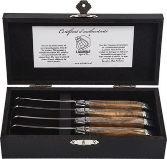 Laguiole Buttermesser Luxury Line, 4-teilig, Olivenholz