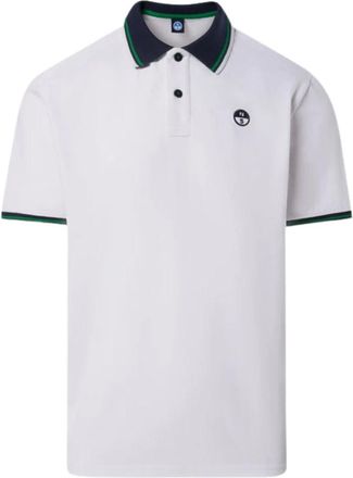 North Sails Homme, Tops, Blanc, Taille: L Polo avec bordures ray&eacute;es
