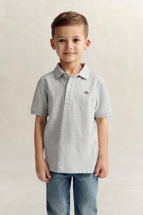 GANT Kinder Shield Piqu&eacute; Poloshirt (110/116) Grau MELANGE