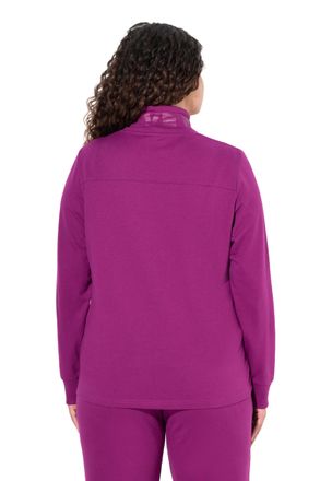 Ulla Popken Damen große Größen Übergrößen Plus Size Sweatjacke, Stehkragen, Kängurutasche, hinten länger Brombeere 58+ 826746825-58+