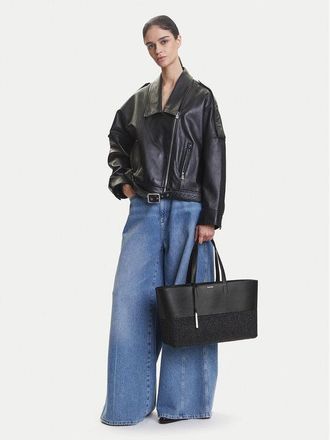 Calvin Klein Handtasche Ck Mixmedia Shopper_Raffia K60K613167 Schwarz