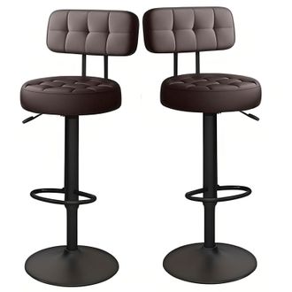 Generic Drehbare, H&ouml;henverstellbare Barhocker, 2Er-Set, Dick Gepolsterte R&uuml;ckenlehne mit Fu&szlig;st&uuml;tze, Barhocker Aus Pu-Leder f&uuml;r K&uuml;che, Esszimmer, Wohnzimmer