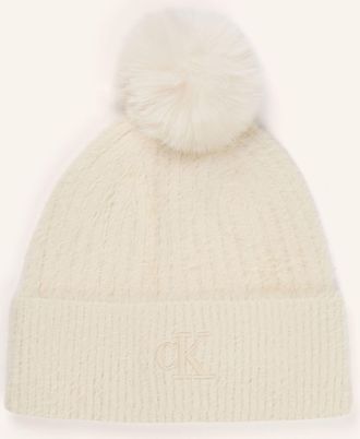Calvin Klein M&uuml;tze Mit Kunstfell beige