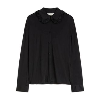 Jil Sander Bluse mit R&uuml;schenkragen - - Blouses & Shirts - Damen - Schwarzk - XS