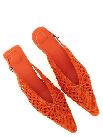 Jacquemus Womens Braided Raffia And Lambskin Slingback Orange Heels