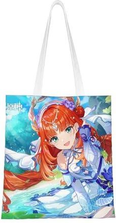 Generic 40.6 X 38.0 cm Canvas Totes Hand Shopping Bag With All Roles Print Genshin Impression For Daily Impact Shopping Shoulder Bag