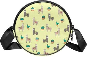 Generic Sac &agrave; bandouli&egrave;re Circle pour femme, petit sac &agrave; bandouli&egrave;re en alpaga avec fermeture &eacute;clair, bretelles r&eacute;glables, sac &agrave; main rond d&eacute;contract&eacute; pour fe