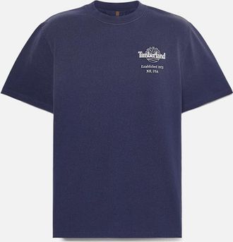 Timberland Sunfaded Heavyweight T-Shirt mit Baum-Logo und Grafik f&uuml;r Herren in Dunkelblau, Herren, Blau, Gr&ouml;&szlig;e