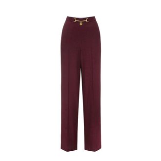 Elisabetta Franchi WideLeg Pants Gold Chain Detail - - Trousers - Damen - Rot - S