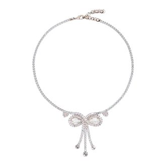 Alessandra Rich Kristallhalsband mit Schleife - - Accessories - Damen - Wei&szlig; - ONE SIZE