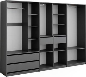 Vicco Kleiderschrank Elmo, Anthrazit, 100 x 200 cm 3er Set