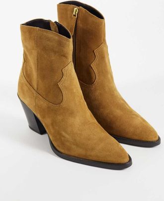 Mango Ankle-Boots in Hellbraun in Wildlederoptik