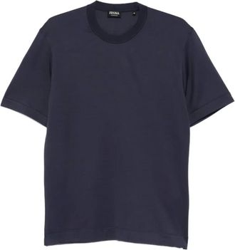 Ermenegildo Zegna Homme, Tops, Bleu, Taille: L T-shirt en soie et coton