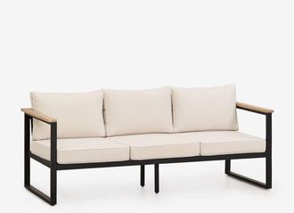 Sklum 3-Sitzer-Gartensofa aus Aluminium und Lipov-Akazienholz Schwarz