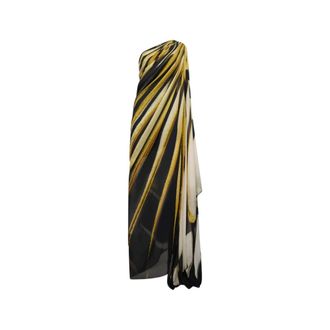 Roberto Cavalli Gold Print One-shoulder Kaftan Kleid - - Dresses - Damen - Mehrfarbig - 3XL