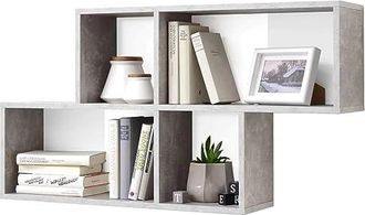 FMD Möbel FMD furniture 270-001E, Wandregal in Ausführung Beton Light Atelier/Weiß, Maße ca. 100 x 53 x 19,5 cm (BHT)