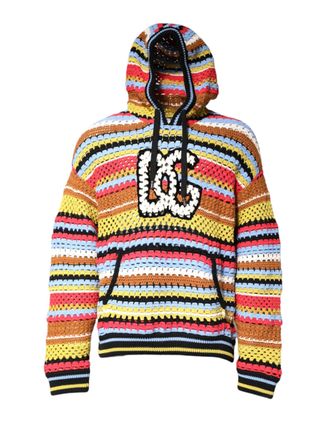 Dolce & Gabbana Mens Multicolor Striped Cotton-Blend Hoodie Cashmere Nylon Clothing