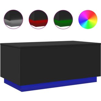 vidaXL Couchtisch mit LED-Leuchten Schwarz 90x50x40 cm Vidaxl