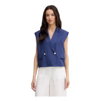 Fracomina Weste aus Leinenmischung - - Suits - Damen - Blau - S