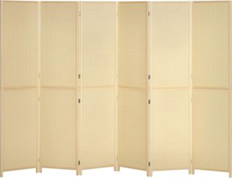 HOMCOM Innenparavent aus Bambus 6 Paneele 270 x 180 cm Raumteiler Faltbare Trennwand - Natural
