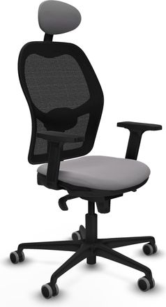 Piqueras y Crespo B&uuml;rostuhl ohne Rollen, 2D-Armlehnen, h&ouml;henverstellbare Lendenwirbelst&uuml;tze und festes Kopfteil, ausgestattet mit 5 Positionen, Schwarz/Grau