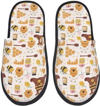 Generic Adorable Pot De Miel DAbeille Ours En Peluche Homme Femme Pantoufles Peluche Chaussures De Maison Antid&eacute;rapantes Chaussons Pour Maison Hiver Ext&eacute;rieur