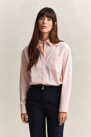 GANT Damen Regular Fit Classic Popeline Bluse mit Streifen (38) APRICOT Rosa