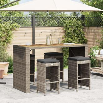 vidaXL Vidaxl - Tabourets de bar de jardin et coussins lot de 4 r&eacute;sine tress&eacute;e