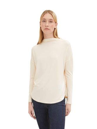 Tom Tailor M&auml;dchen 1034193 Langarmshirt mit umgeschlagenem Stehkragen, 28130 - Soft Buttercream, L