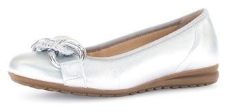 Gabor Ballerina GABOR FLORENZ, Damen, Gr. 38,5, silber (silberfarben), Glattleder, metallic, Schuhe Ballerina, Keilabsatz, Businessschuh, Halbschuh, Schlupf
