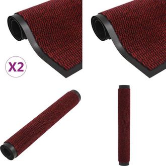 vidaXL Vidaxl - Schmutzfangmatten 2 Stk. Rechteckig Getuftet 80x120cm Rot - Schmutzfangmatte - Eingangsmatte - Türmatte - Treppenmatte - Teppich - Home &