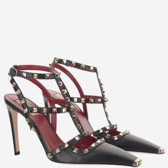 Valentino Garavani Womens Pumps Rockstud Leather Black