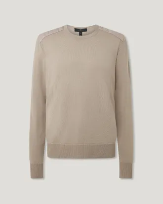 Belstaff Pull &Agrave; Col Ras-du-cou Kerrigan Pour Homme Merino Wool Beige Sable Fonc&eacute; 2xl