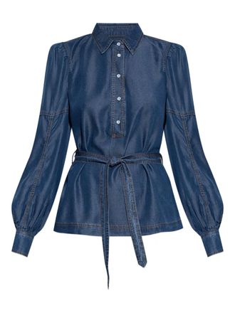 Munthe blouse en jean à taille ceinturée - Bleu