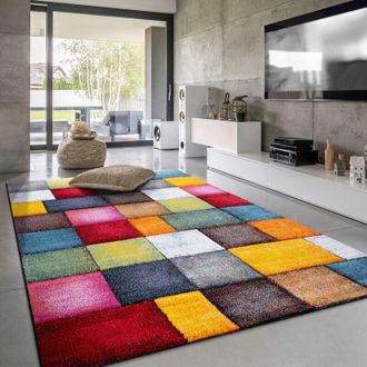 Paco Home Paco Home - Tapis De Salon Poils Ras Moderne Motif Geometrique 3D 160x230 cm, Multicolore