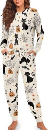 Generic Ensemble de v&ecirc;tements de d&eacute;tente pour femme 2 pi&egrave;ces en coton et lin - Tenue d&eacute;contract&eacute;e ample &agrave; manches 3/4 - Pantalon large taille haute avec poche