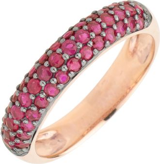 Edenly Ring Paradiesvogel - Dreierreihe - Roségold und Rubin