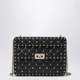 Valentino Garavani Mittelgro&szlig;e Rockstud Spike Tasche aus schwarzem Nappaleder