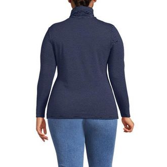 Lands End Rollkragenshirt aus Baumwoll/Modalmix, Damen, Gr&ouml;&szlig;e:52-54 plus, Blau, Baumwolle/Elasthan/Baumwolle Modal, by Lands End