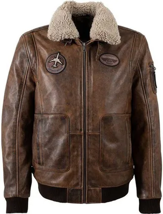 Mauritius Lederjacke MMJolvin Pilotenjacke aus Lammleder mit abnehmbarem Fellkragen