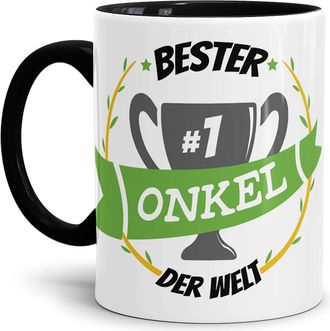 Tassendruck Kaffee-Tasse Bester Onkel Innen & Henkel Schwarz/Lustig/Fun/Mug/Cup/Geschenk/Beste Qualität - 25 Jahre Erfahrung