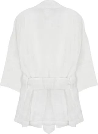120% Lino Linen Kimono Jacket - White