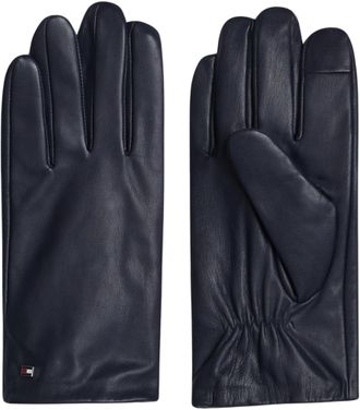 Tommy Hilfiger Herren Handschuhe Essential Flag aus Leder, Blau (Space Blue), L-XL