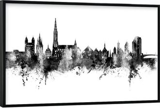 artboxONE Poster mit schwarzem Rahmen 45x30 cm St&auml;dte ULM Germany Skyline Black - Bild ULM Cityscape Deutschland