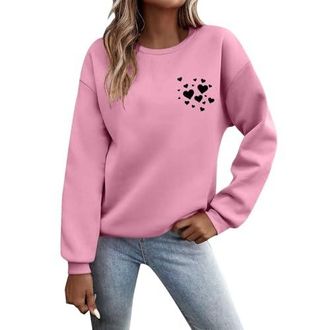 Generic Sweat &agrave; capuche &agrave; col rond imprim&eacute; tendance pour la Saint-Valentin 2026, rose, L