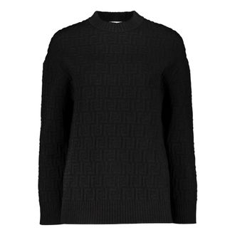 Fendi Gerippter Pullover mit FF-Motiv - - Knitwear - Damen - Schwarzk - S
