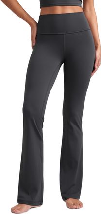 CRZ YOGA Damen Butterluxe Yogahose Schlaghose High Waist Blickdicht Flared Leggings - 85cm Bootcut Bootleg Soft Sporthose Mysteriöses Grau 36