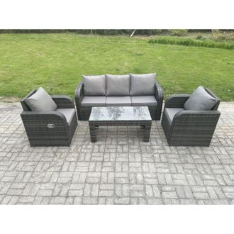 Fimous Gartenm&ouml;bel-Sets 5-Sitzer Polyrattan M&ouml;bel Sofa Sets mit Rechteckiger Couchtisch Liegest&uuml;hle 3-Sitzer Sofa - Fimous